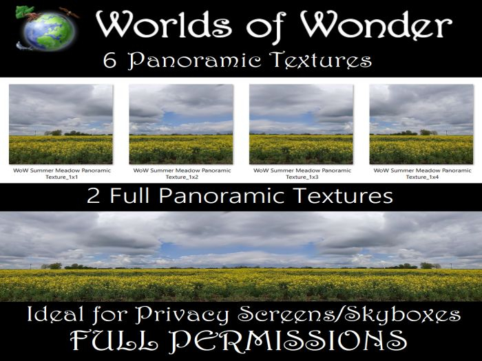 Second Life Marketplace - WoWScapes 6 Summer Meadow Panoramic Textures