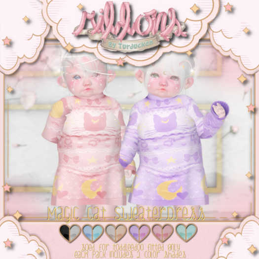 Second Life Marketplace - {Ribbons} Magic Cat Sweaterdress - Mint/Teal ...