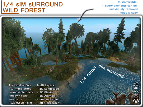 Second Life Marketplace - 1/4 Sim Surround WILD FOREST (DEMO corner off ...