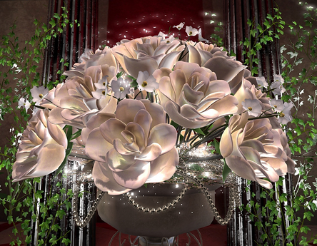 Second Life Marketplace - CJ Rose Bouquet Cream on Stand