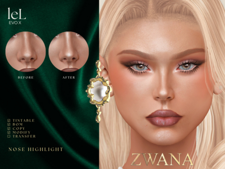 Second Life Marketplace - ZWANA Nose Highlight [Lel EvoX - BOM]