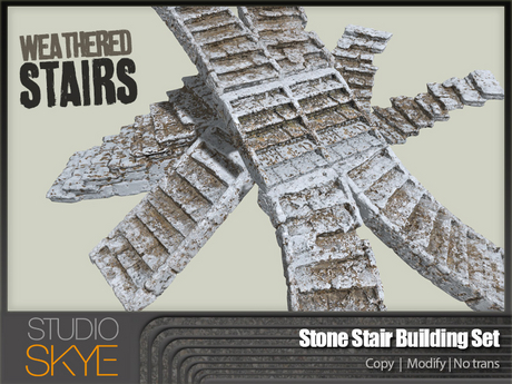 Second Life Marketplace - 50% Promo - Skye Weathered Stairs Building Set