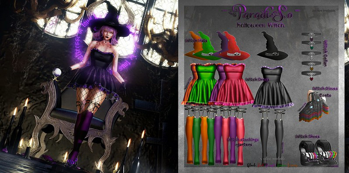 Second Life Marketplace - -Paradiso- Halloween Witch Gacha fat pack
