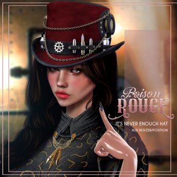 Second Life Marketplace - POISON ROUGE It's Never Enough Hat Black/Red