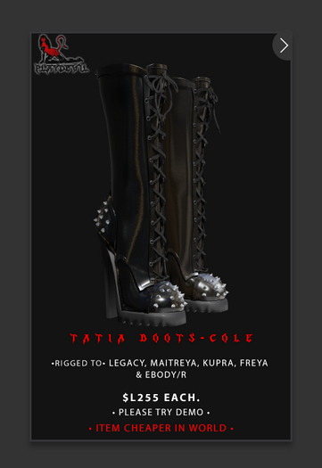 Second Life Marketplace - P.D - Tatia Boots - COLE {ADD ME}