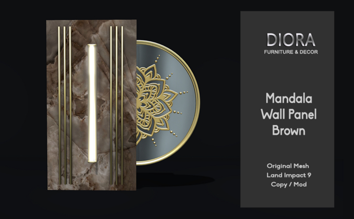 Second Life Marketplace - DIORA Mandala Wall Panel Brown