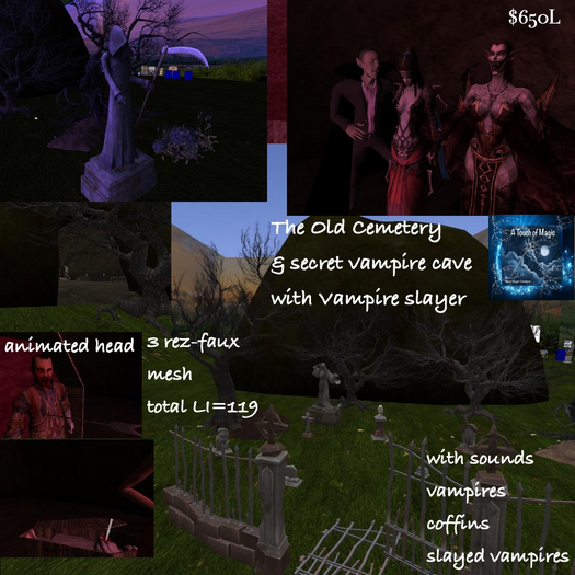 Second Life Marketplace - The Old cemetery & secret Vampire cave with ...