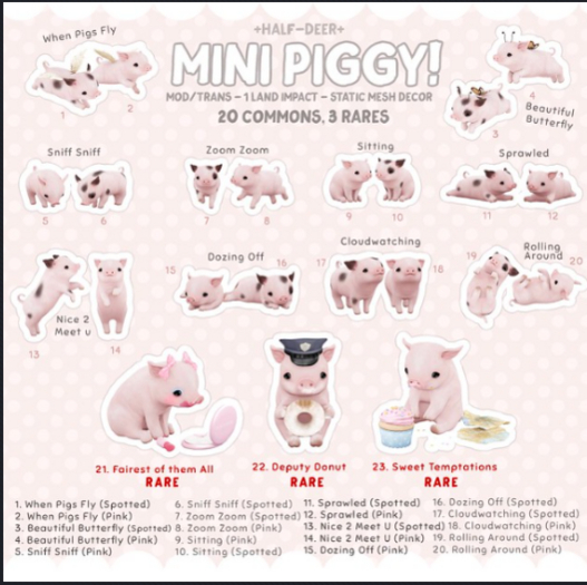 Second Life Marketplace - +Half-Deer+ Mini Piggy - Sprawled (Spotted)