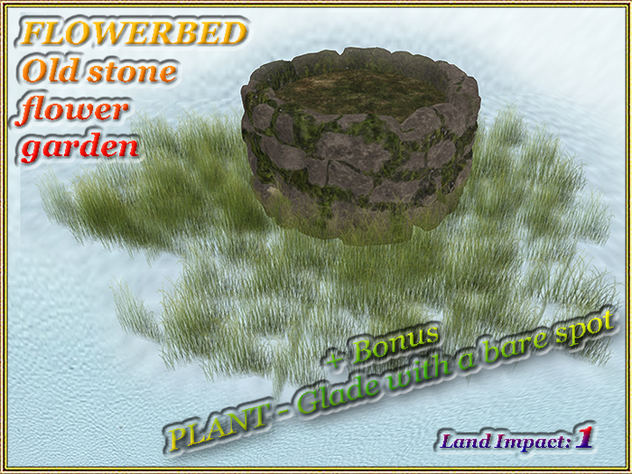 Second Life Marketplace - FLOWERBED - Old stone flower garden (1 LI ...