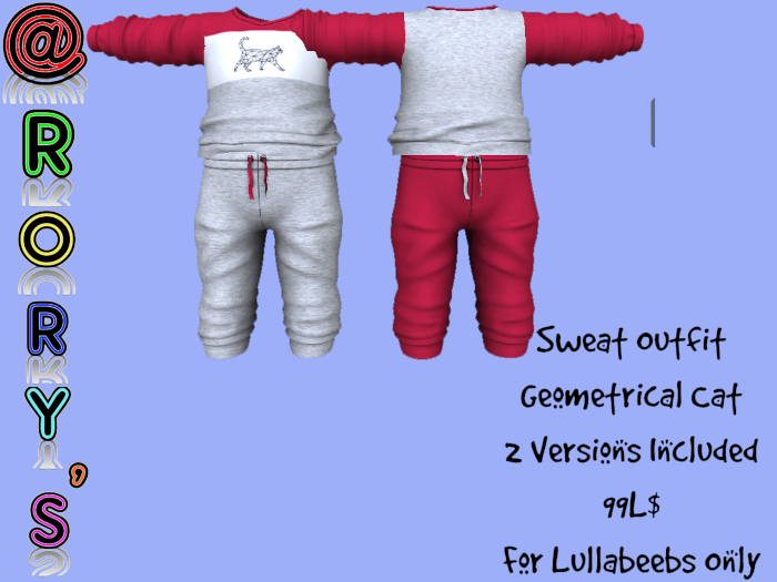 Second Life Marketplace - @Rory's Sweat Outfit Geometrical Cat for ...