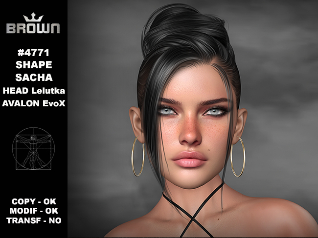 Second Life Marketplace - 4771 SHAPE SACHA HEAD Lelutka AVALON EvoX