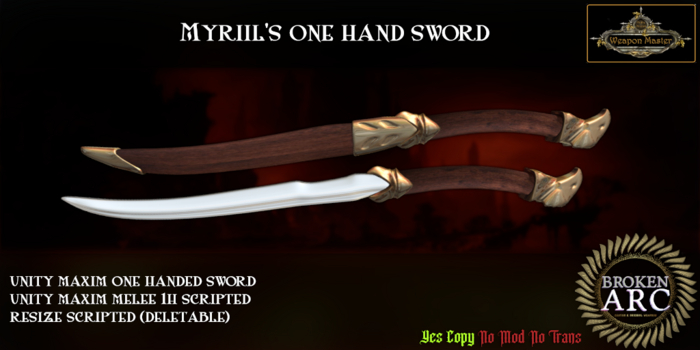 Second Life Marketplace - Myriil's 1h Sword (Unity Maxim v2.5 boxed)