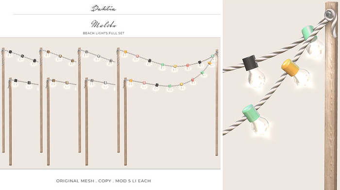 Second Life Marketplace - Dahlia - Malibu - Beach Lights - Full Set ...