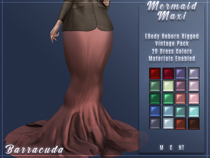 Second Life Marketplace - Barracuda: Mermaid Maxi: Reborn: Vintagepack