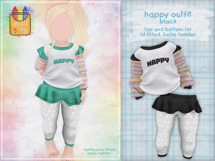 Second Life Marketplace - smallfry - happy outfit - black