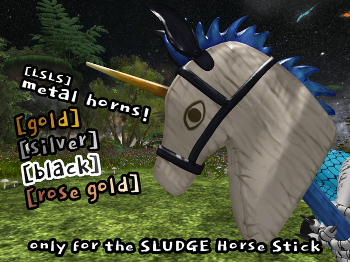 Second Life Marketplace - [LSLS] metal horns for SLUDGE Horse Stick