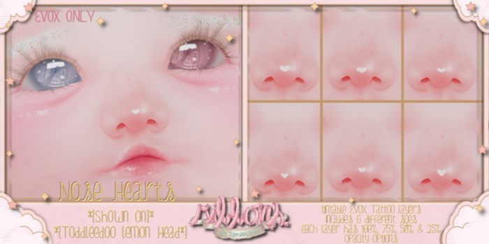 Second Life Marketplace Ribbons Nose Hearts Evox Box 3373