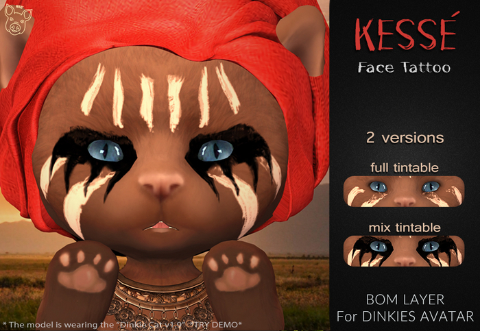 Second Life Marketplace - Mad' - Kesse FaceTattoo [DINKIES]