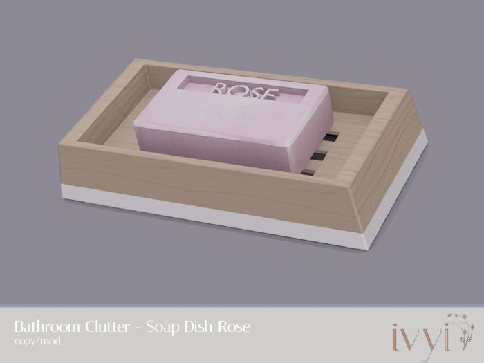Second Life Marketplace - ivyi - Bathroom Clutter - Soap Dish Rose