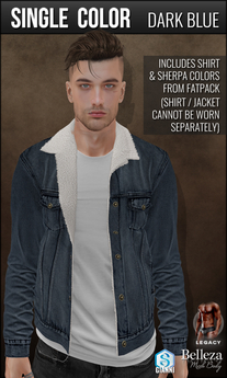 Second Life Marketplace - {COLD-ASH} Mens SHERPA Jacket (Denim-Single ...