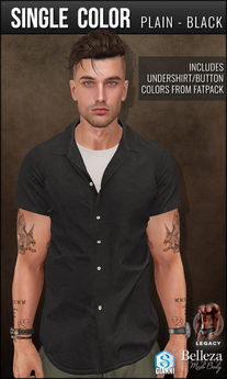 Second Life Marketplace - {COLD-ASH} MENS Camp Shirt (Plain-Black)