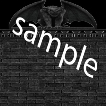 Second Life Marketplace - black brick stone with gargoyle on fence seamless