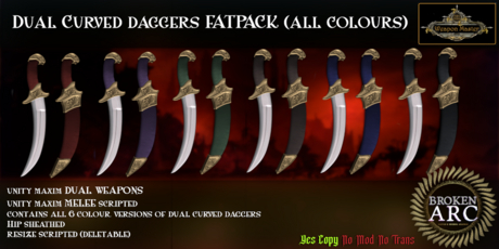 Second Life Marketplace - Dual Curved Daggers - Fatpack - all colours ...