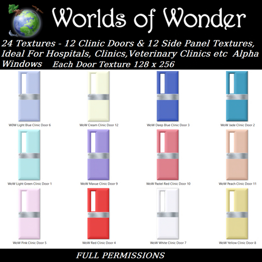 Second Life Marketplace - WoW 24 Hospital/Clinic Door Textures