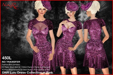 Second Life Marketplace - *DNR* Lulu Short Dress in Pink
