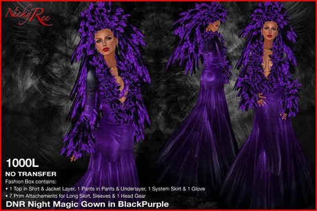 Second Life Marketplace - *DNR* Night Magic Gown in BlackPurple