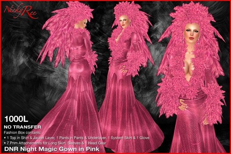 Second Life Marketplace - *DNR* Night Magic Gown in Pink