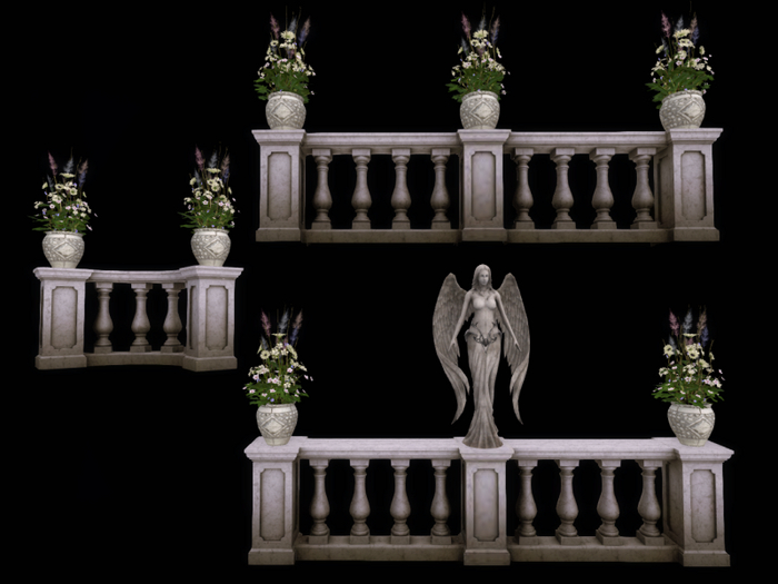 Second Life Marketplace - MC Garden Angel Stone Fence Set