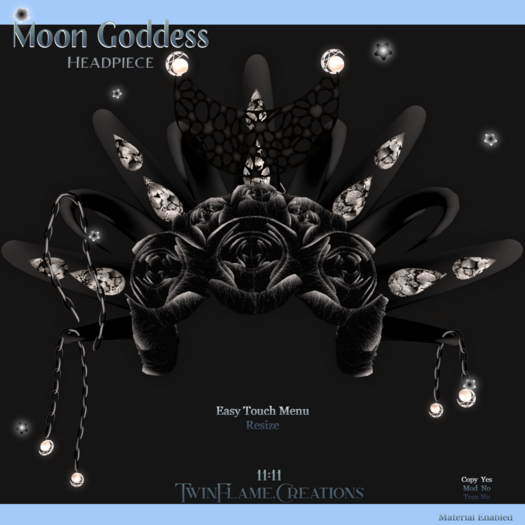 Second Life Marketplace - 11:11-TFC. MESH MOON GODDESS HEADPIECE ONLY