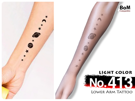 Second Life Marketplace - (Lower Arm Tattoo) No.413 Light Color - BoM
