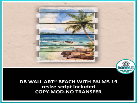 Second Life Marketplace - DB WALL ART~ BEACH WITH PALMS 19 add me