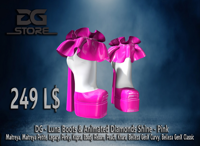 Second Life Marketplace - DG - Luna Boots & Animated Diamonds Shine ...
