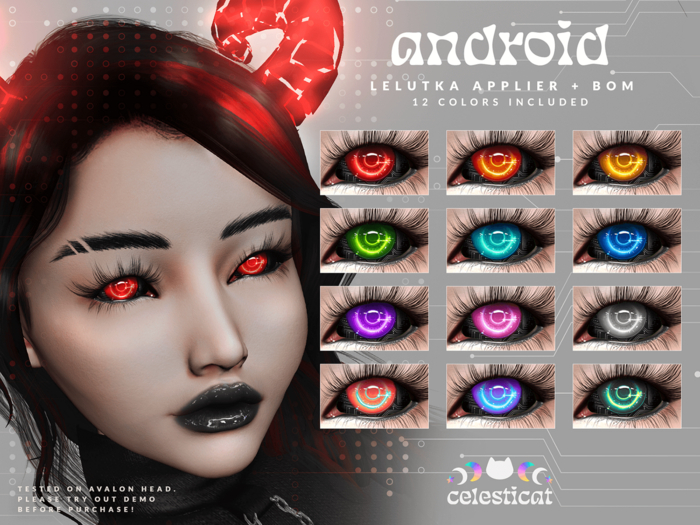 Second Life Marketplace - ☆Celesticat☆ - Android Eyes [LeL Evo X BOM ...