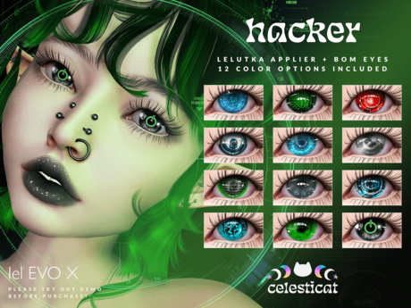 Second Life Marketplace - ☆Celesticat☆ - Hacker Eyes [LeL Evo X BOM ...