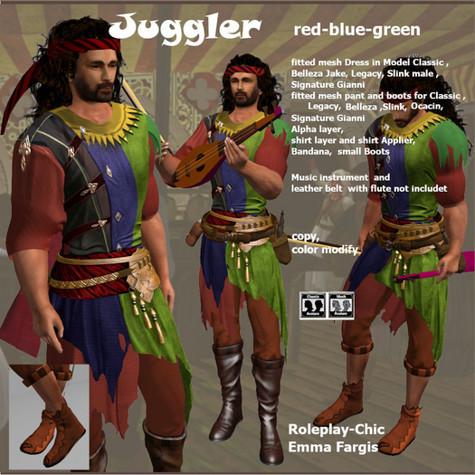 Second Life Marketplace - RP-Chic Juggler red-blue-green