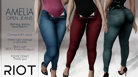 Second Life Marketplace - RIOT / Amelia Open Jeans - Fatpack
