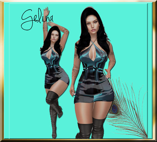 Second Life Marketplace - Gelina Dress & Thong DeepCyan PROMO
