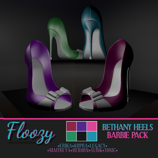 Second Life Marketplace - Floozy - Bethany Heels - Barbie Pack