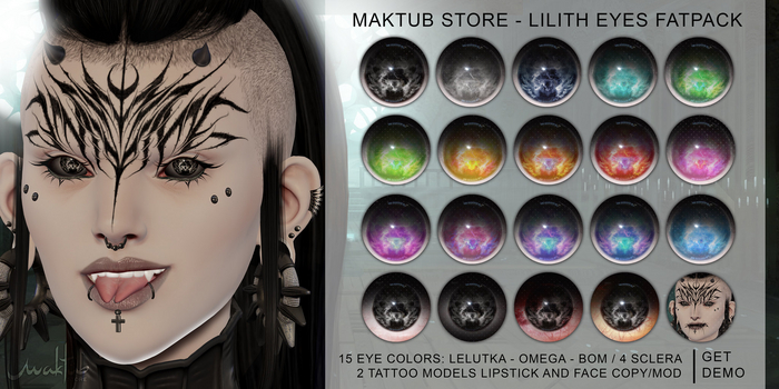 Second Life Marketplace - Maktub Store - Lilith Eyes Fatpack