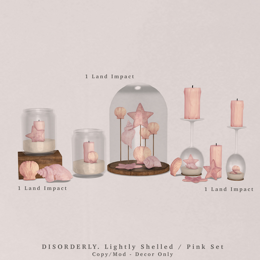 Second Life Marketplace - DISORDERLY. / Lightly Shelled / Pink Set