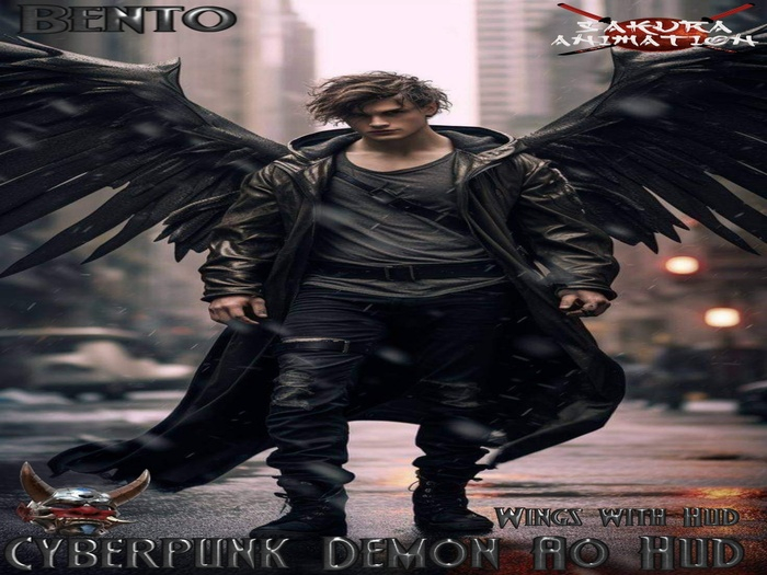 Second Life Marketplace - Cyberpunk Demon Ao Hud Bento male + Wings ...