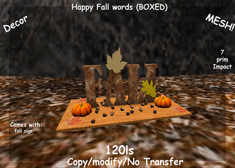 Second Life Marketplace - Happy Fall words (BOXED)