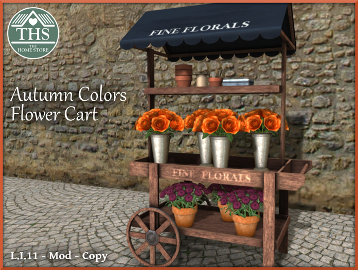 Second Life Marketplace - FALL DECOR, FLOWER CART, AUTUMN COLORS FLOWER ...