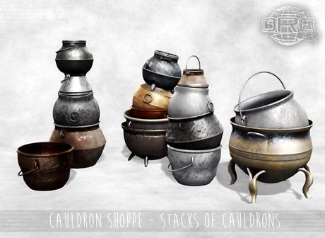 Second Life Marketplace - -DRD- Cauldron Shoppe - Stacks of Cauldrons