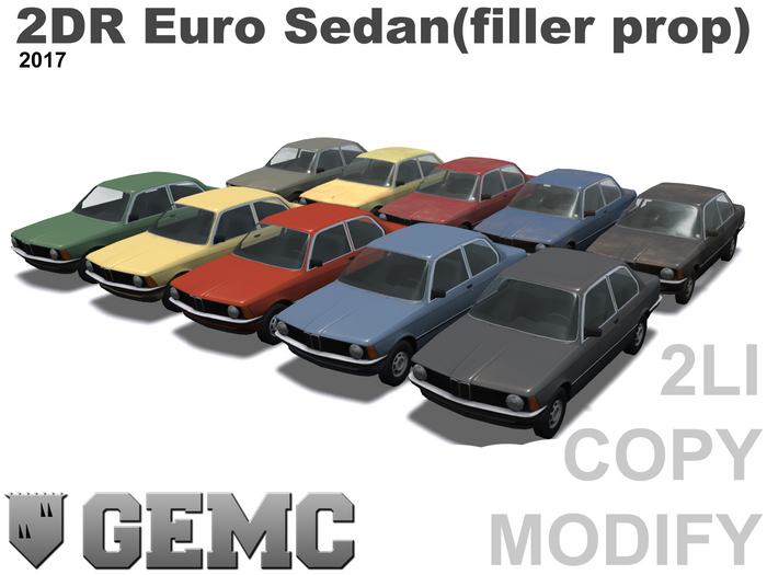 Second Life Marketplace - GEMC - 2DR Euro sedan(filler prop)
