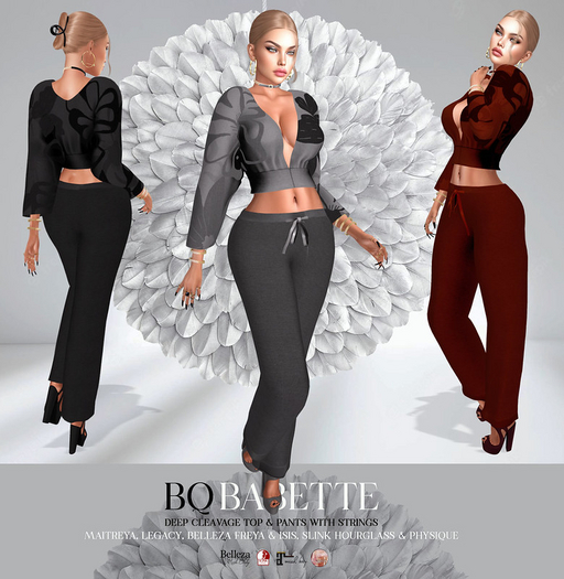Second Life Marketplace - BQ::Babette Deep Clavage Top:: Bordeaux